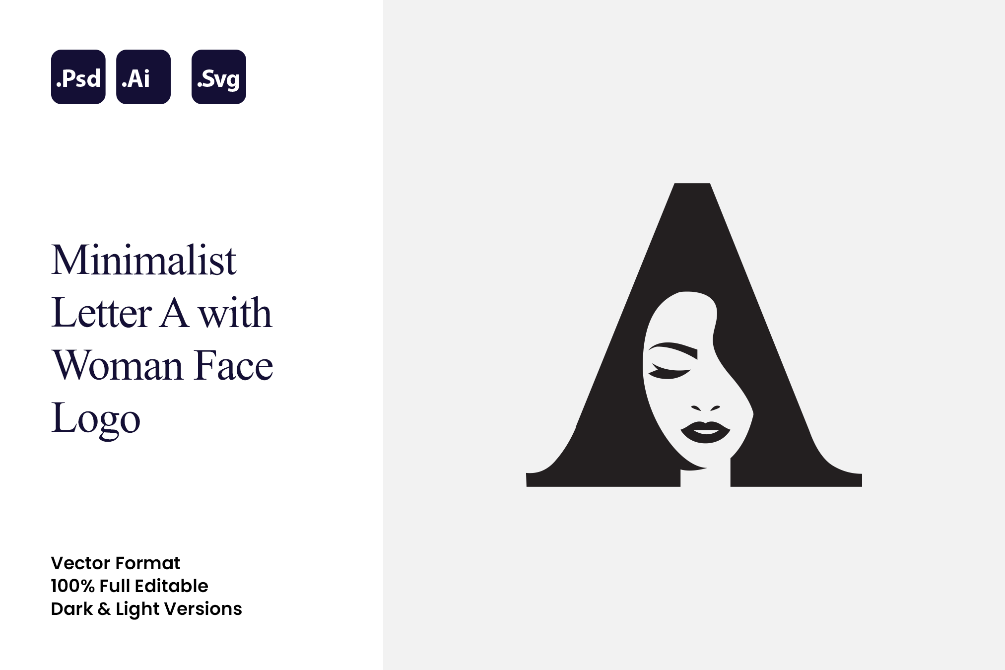 Minimalist Letter A with Woman Face | Creative Market