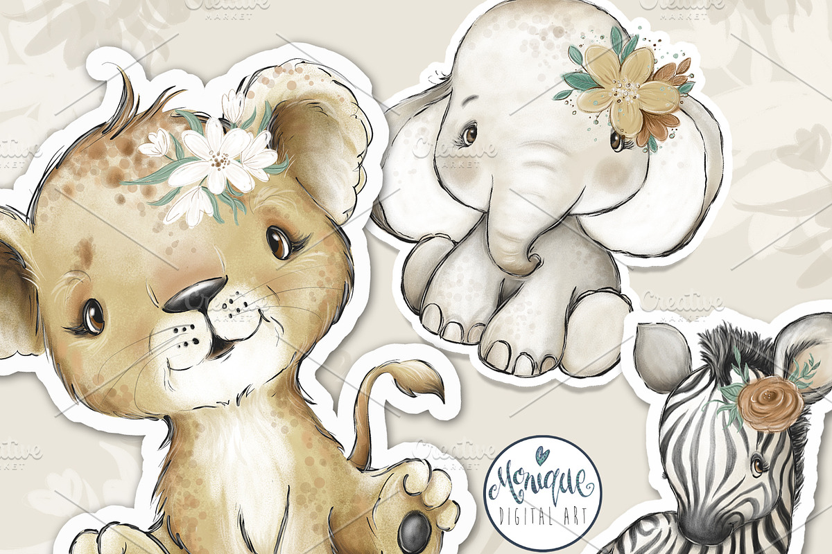 African Animals Clipart, baby animal, a Pattern Graphic by Monique ...