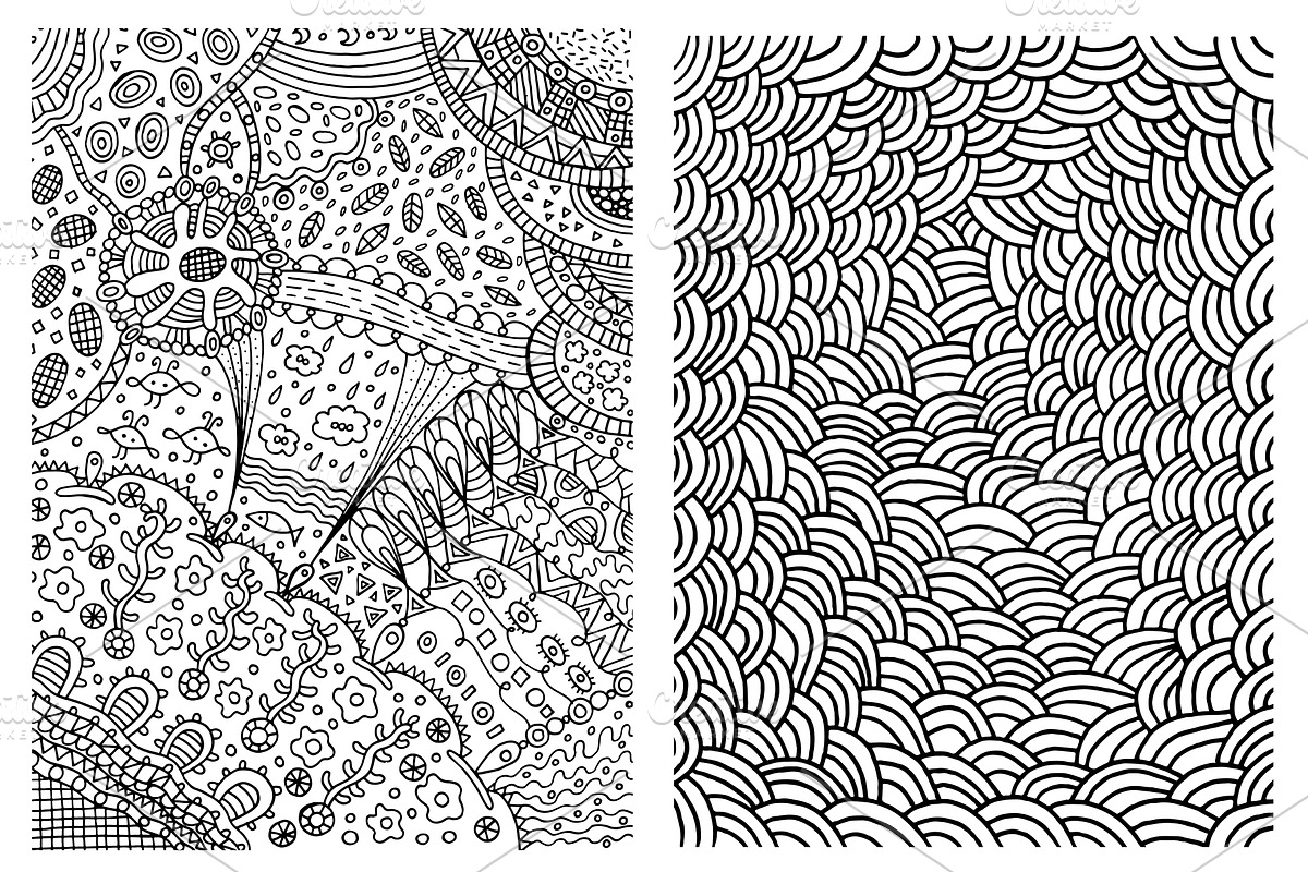 Abstract Doodles - 8 coloring pages, an Illustration by ...