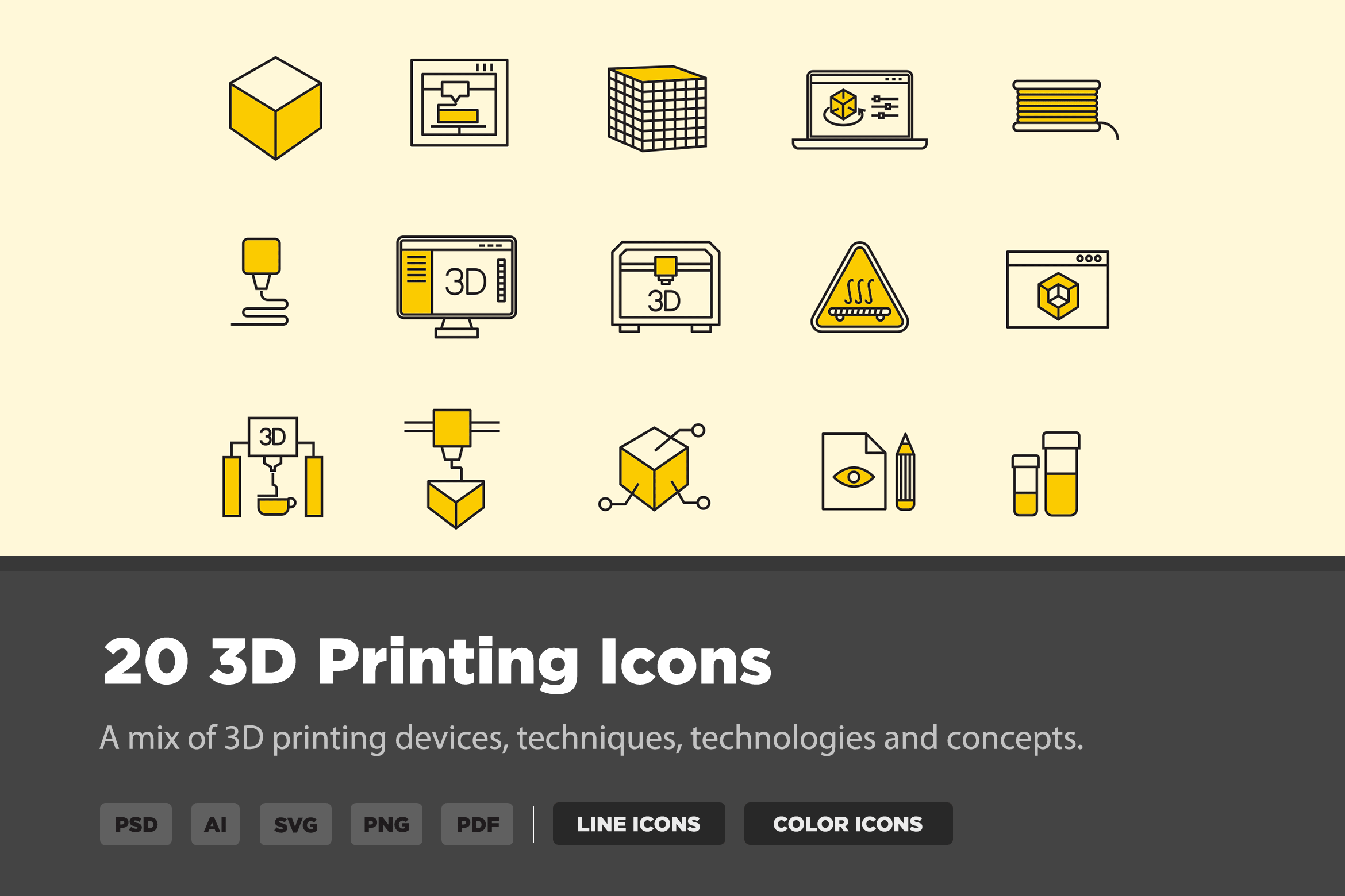 20 3D Printing Icons, an Icon by Creative VIP