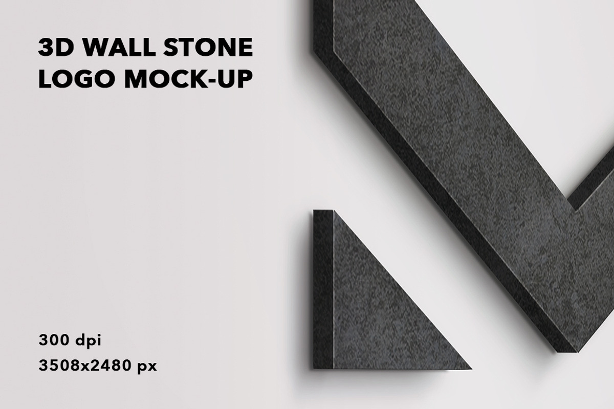 3D wall stone logo mock-up, a Product Mockup by PrintPixel
