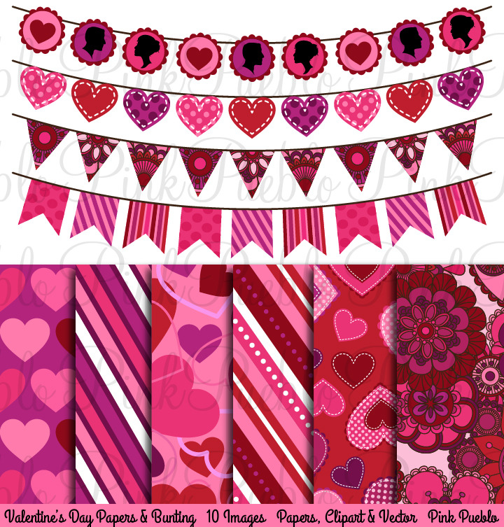 Valentine's Day Bunting and Paper, a Texture Illustration by PinkPueblo