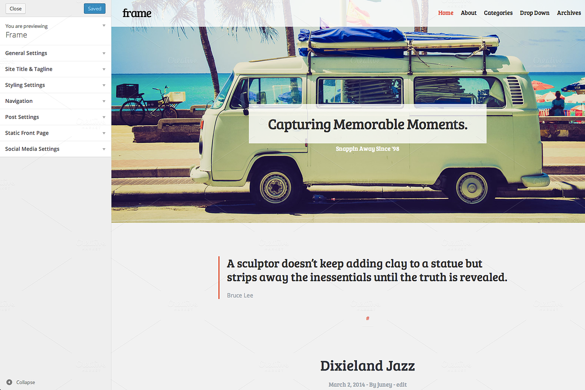 Frame | Beautiful WordPress Theme, a WordPress Template by Juney
