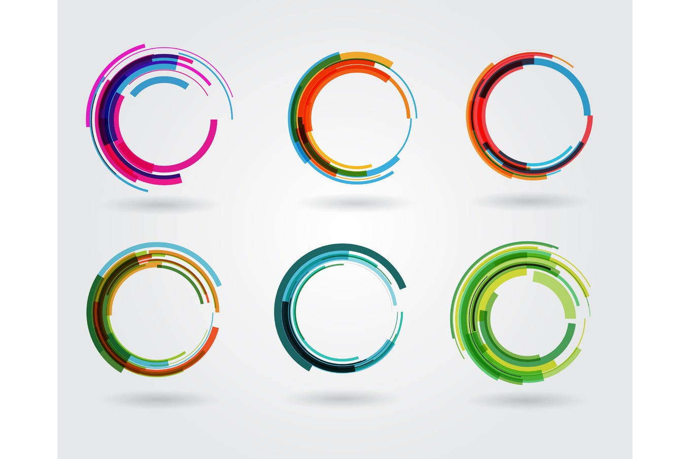 Geometric circle entwined wheels., a Technology Illustration by Mila Di Art