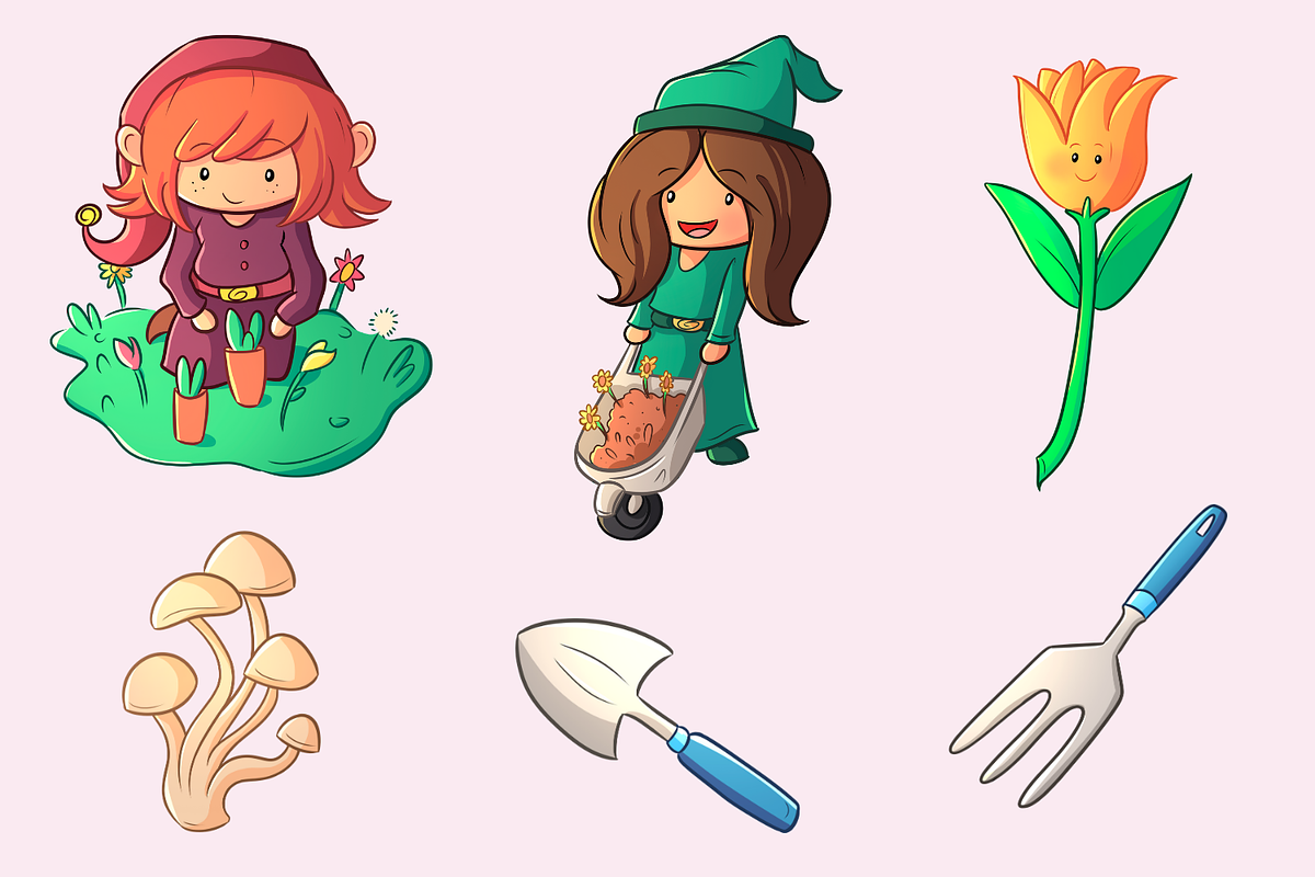Gnome Girls Clip Art Collection, an Illustration by Keepin' It Kawaii ...