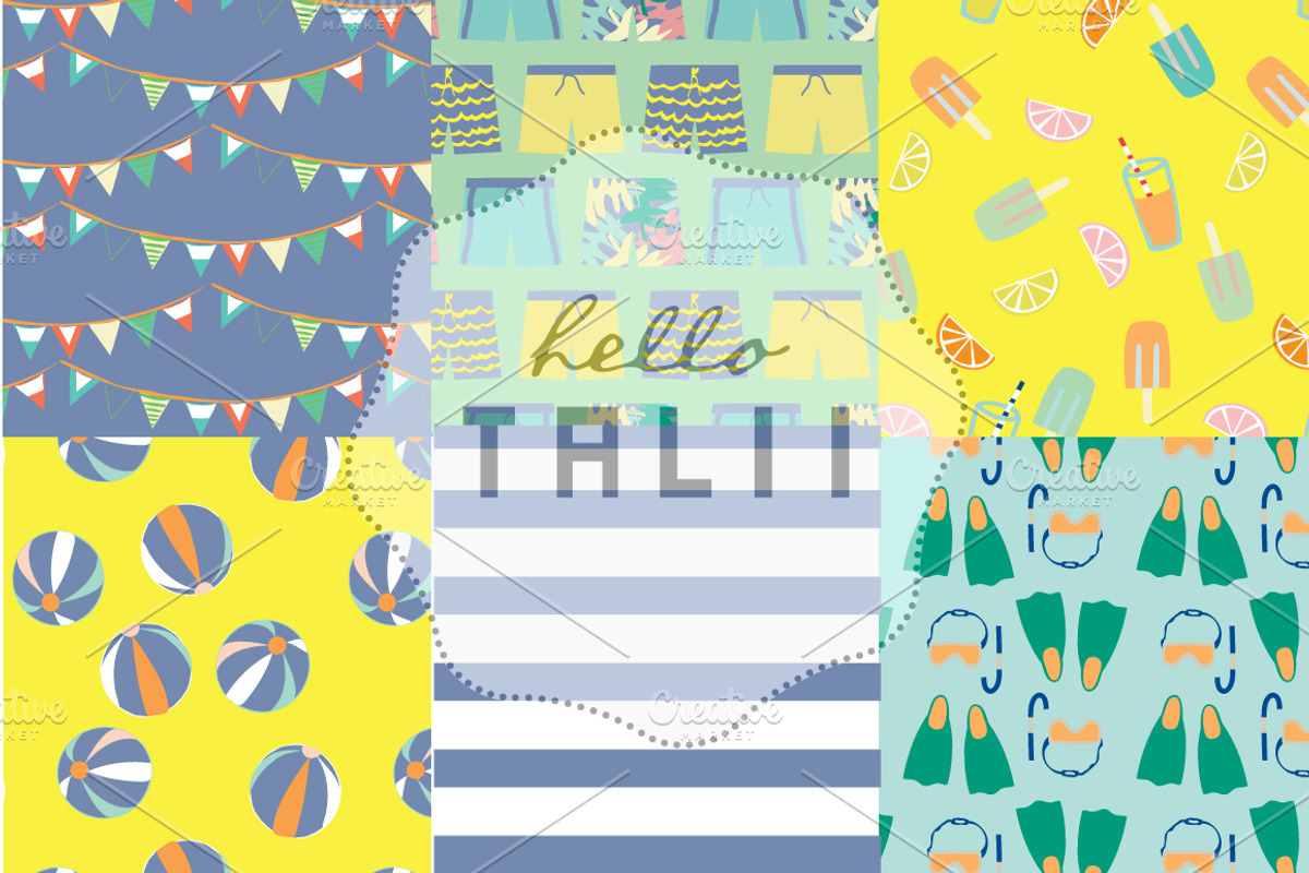 Boys Pool Party Digital Paper, a Pattern Graphic by Hello Talii