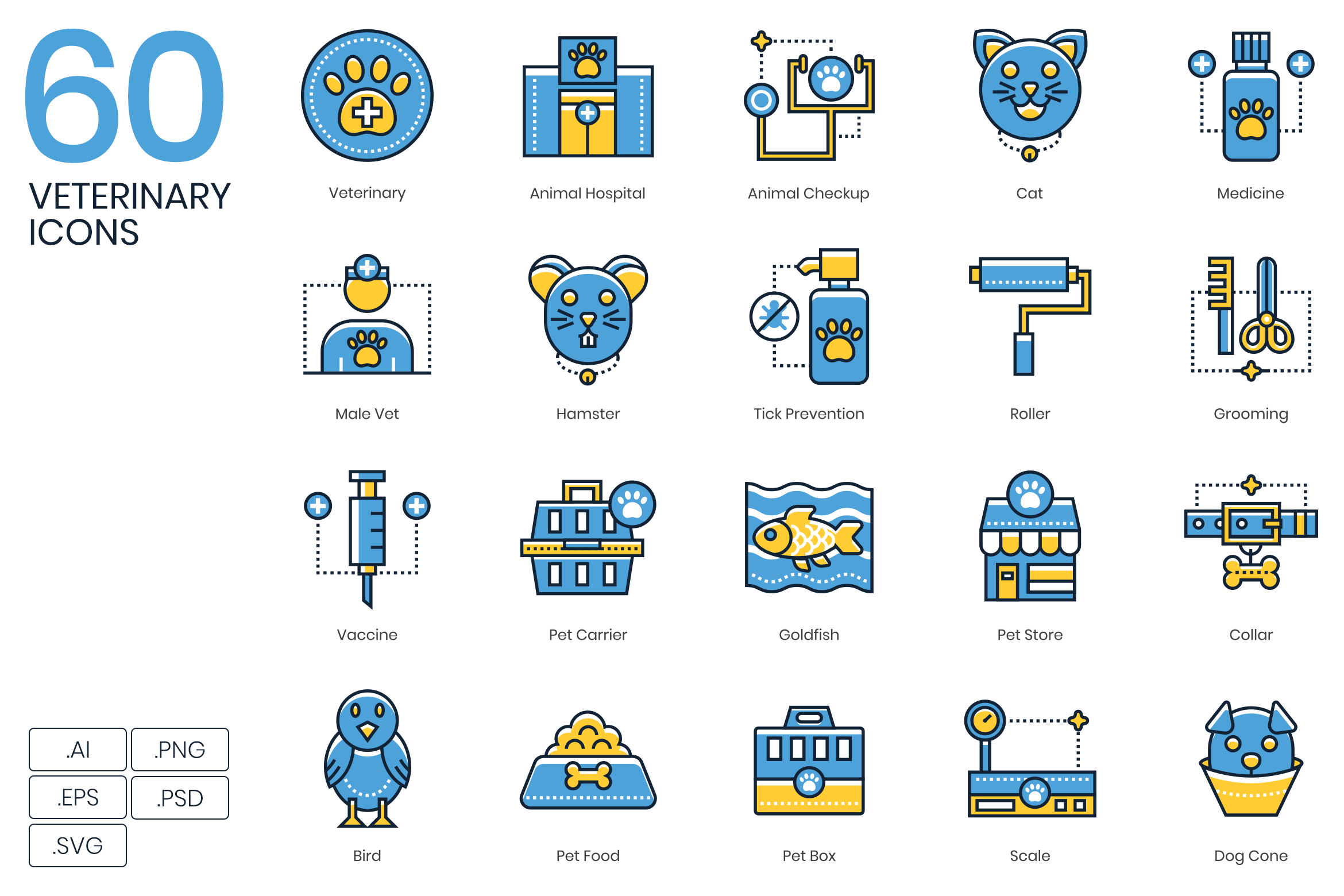 60 Veterinary Icons | Kinetic Series, an Outline Icon by Flat Icons