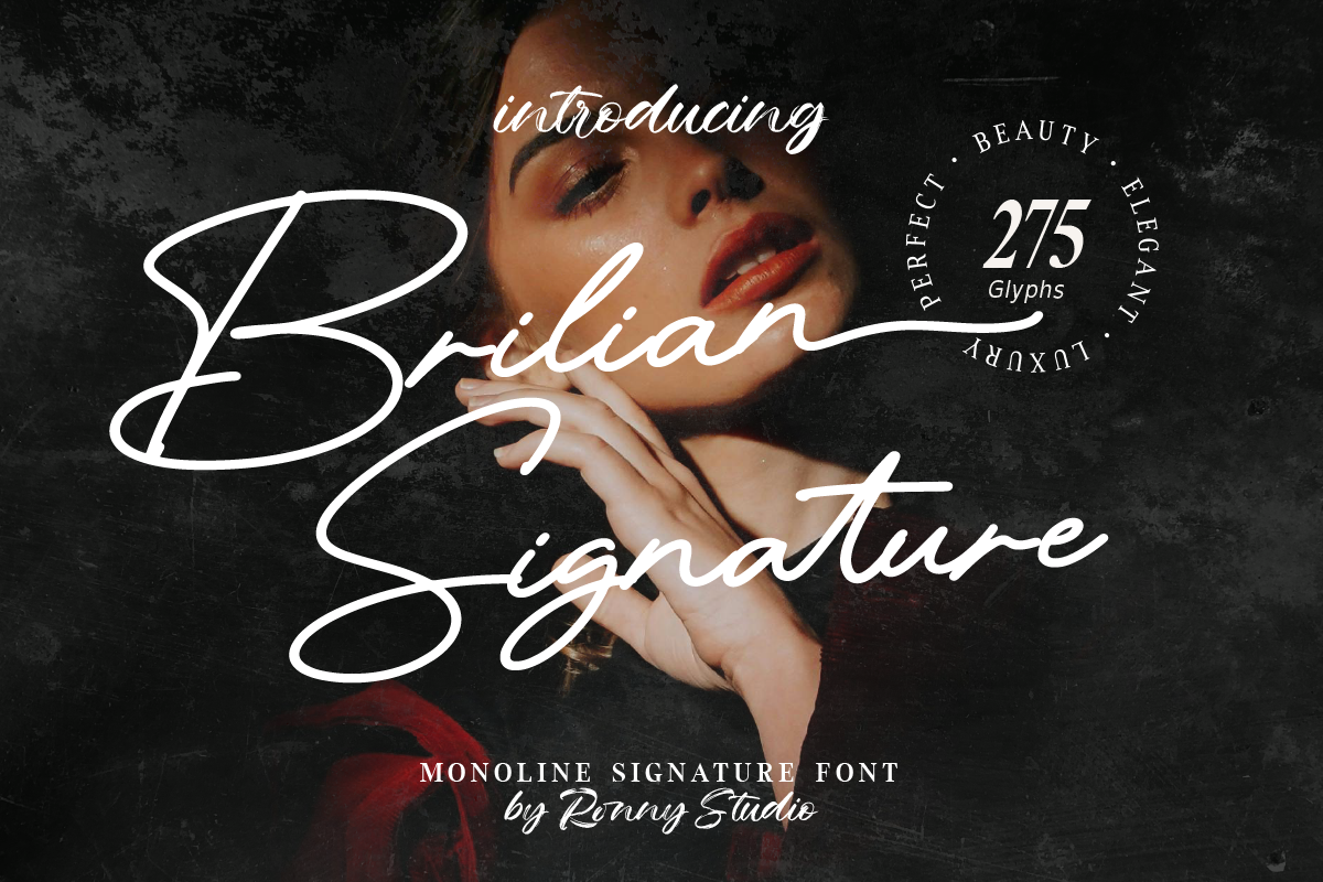 Brilian Signature Monoline Font, a Script Font by Ronny Studio