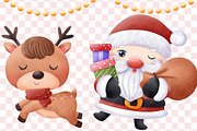 Cute Santa And Friends Clipart Set