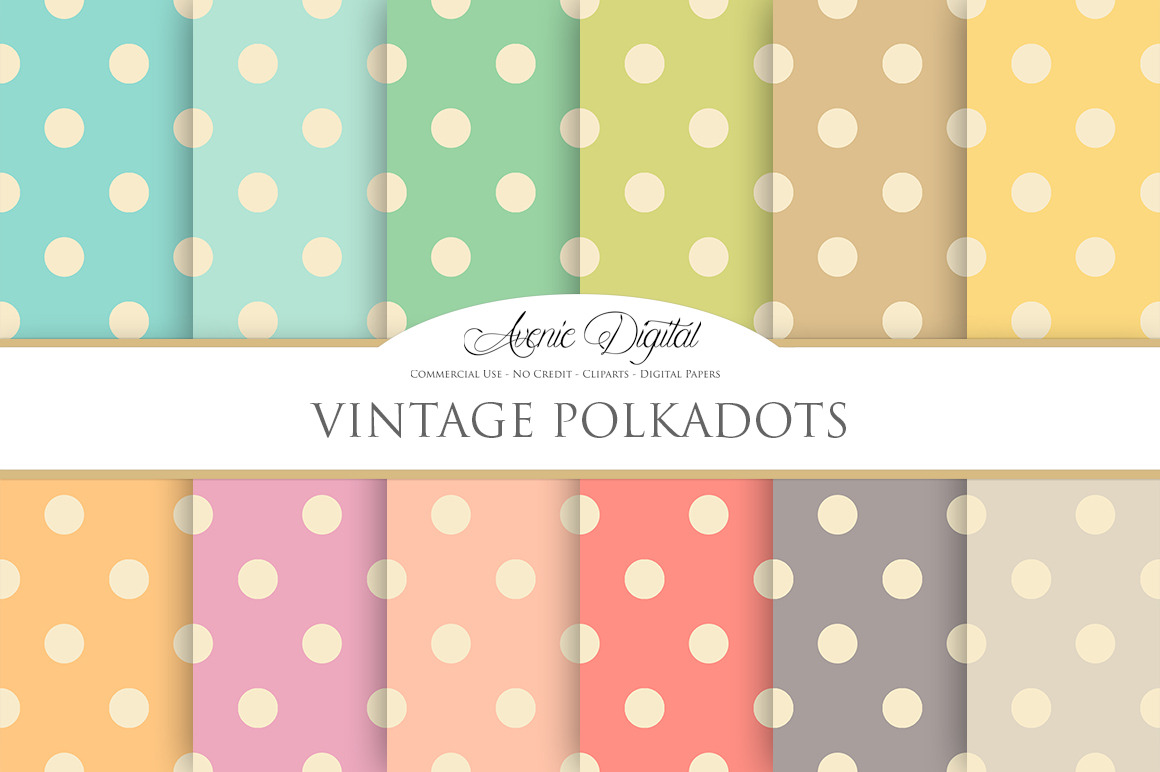 Vintage Polkadots Digital Paper, a Pattern Graphic by Avenie Digital