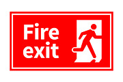 Emergency fire exit red sign | Graphic Objects ~ Creative Market
