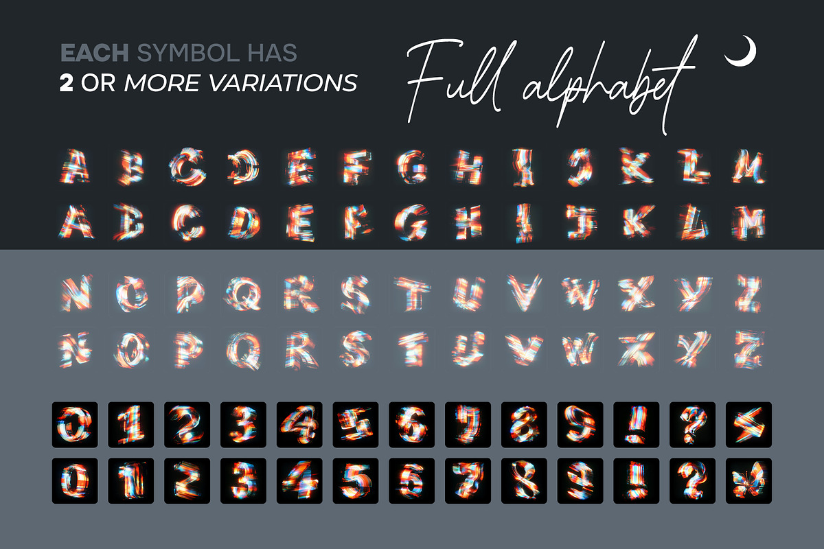 Optical Hologram Letters Overlays, a Symbol Font by PhotoSpirit