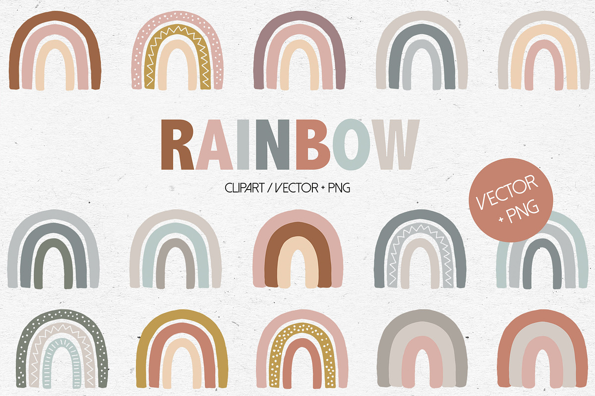 RAINBOW COLLAGE BUNDLE PNG + VECTOR, an Illustration by KruthDesign
