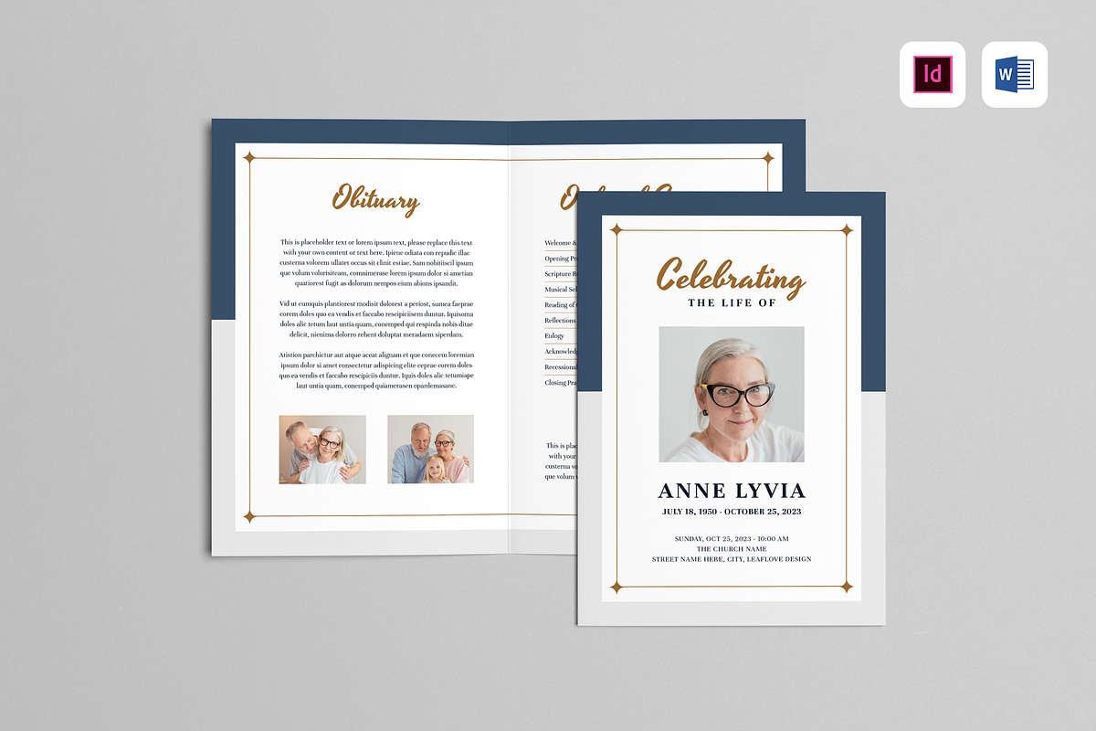 Funeral Program | MS Word & Indesign, a Brochure Template by Leaflove ...