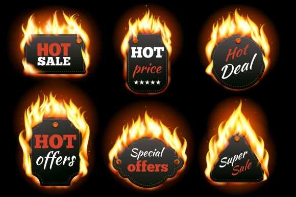 Vector fire labels set, a Graphic by Microvector