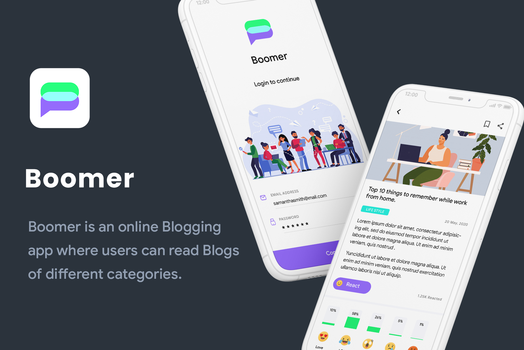 Blogging App| News App| Boomer | Creative Market