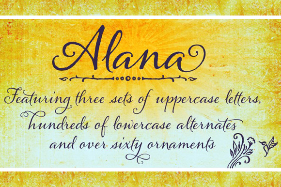 Alana Regular, a Script Font by Laura Worthington