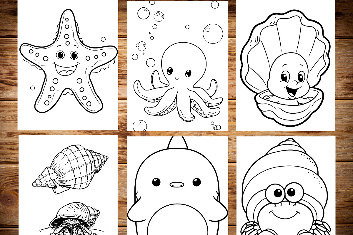 Ocean Mini Creatures Coloring Pages