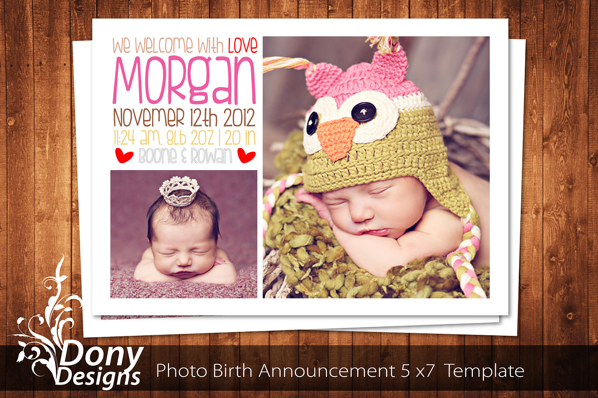 Newborn Baby Card Announcement, a Card Template by DonyDesigns