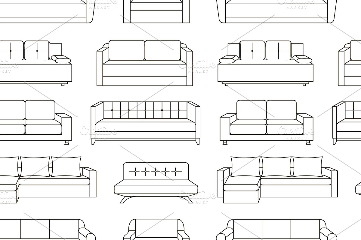 Sofa set pattern, a Pattern Graphic by Netkoff