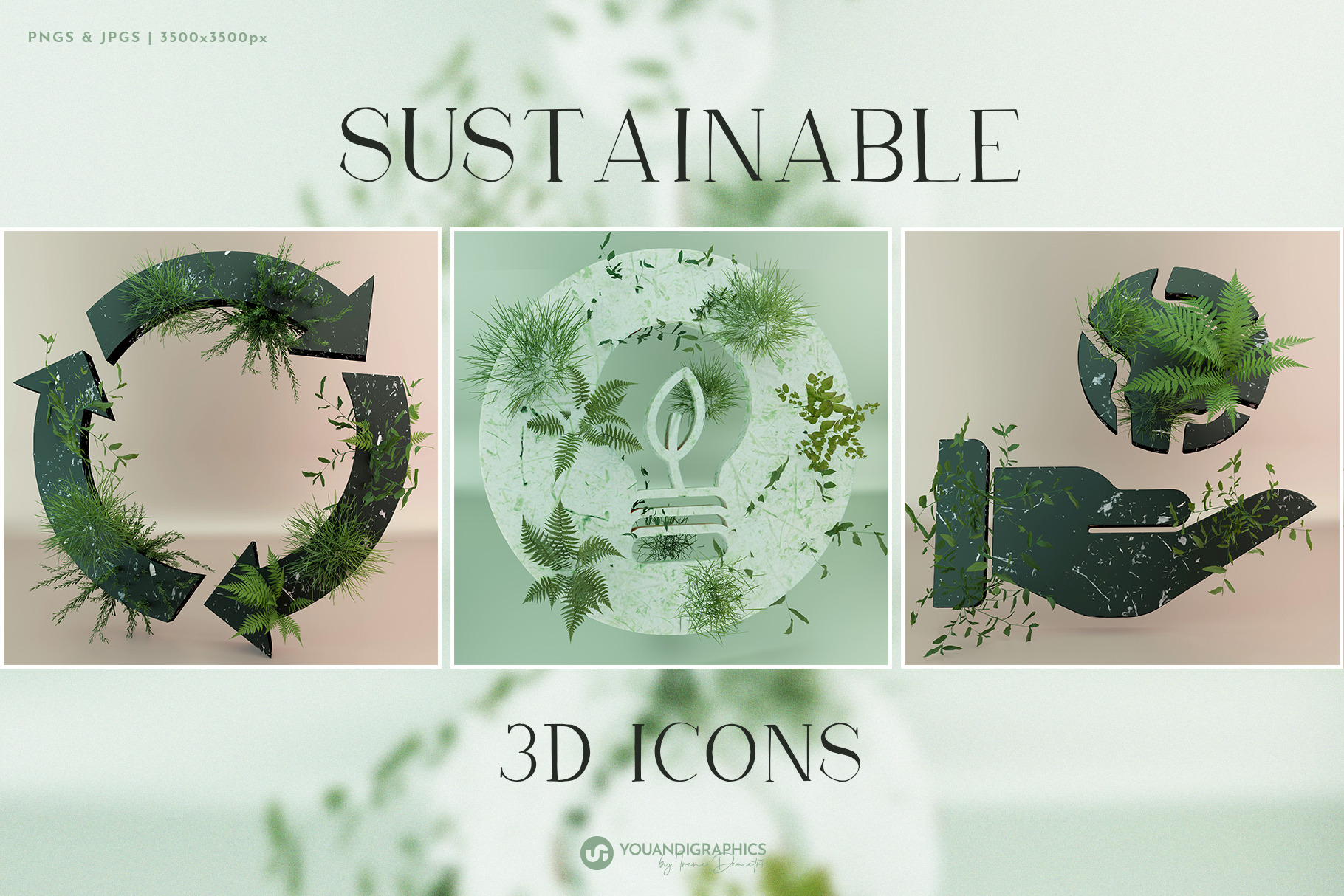 Sustainable 3D Icons, an Icon by Youandigraphics | Creative Market