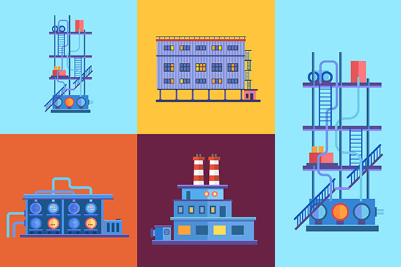 Vector Industrial factory buildings, an Object Graphic by Krolone