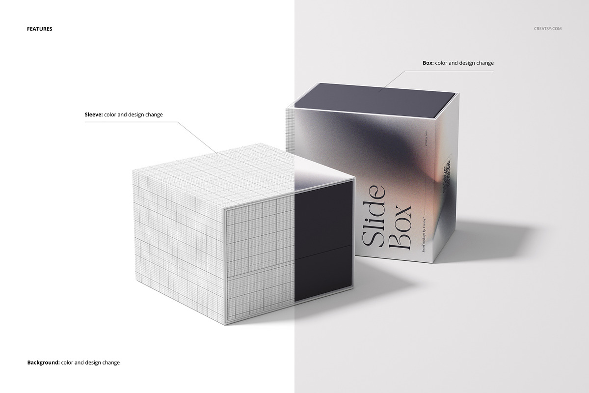 Slide Gift Box Mockup Set, a Packaging Mockup by Creatsy