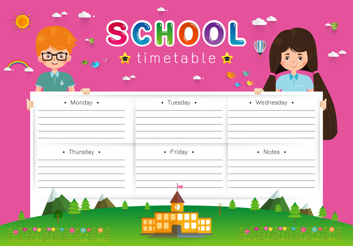 School Timetable vector illustration, a Flyer Template by essense ...