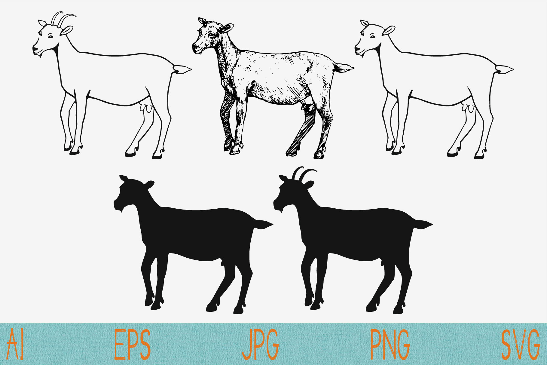 Goat, set vector svg png eps, an Object Graphic by FileVectorSVG