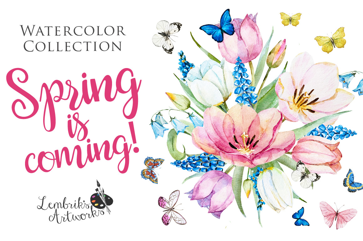 Spring is coming! Gentle watercolors, an Object Graphic by Lembrik's ...
