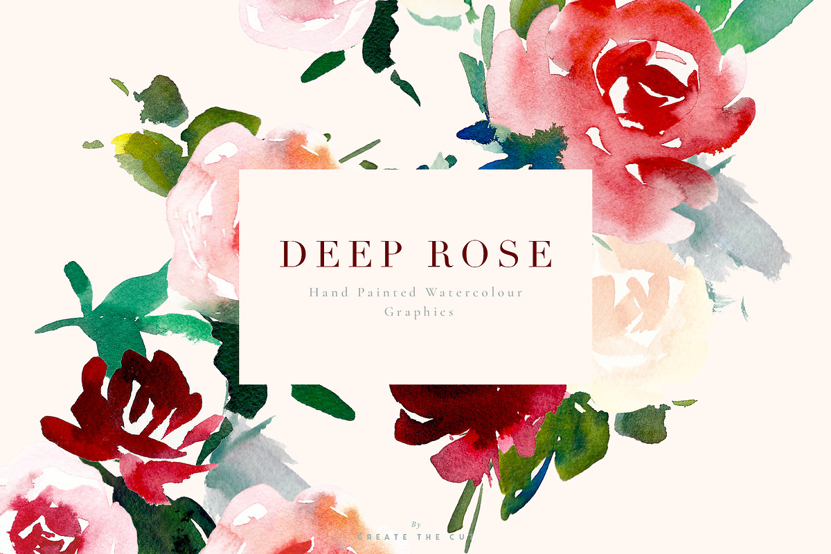 Watercolour Flowers - Deep Rose, an Illustration by Create The Cut