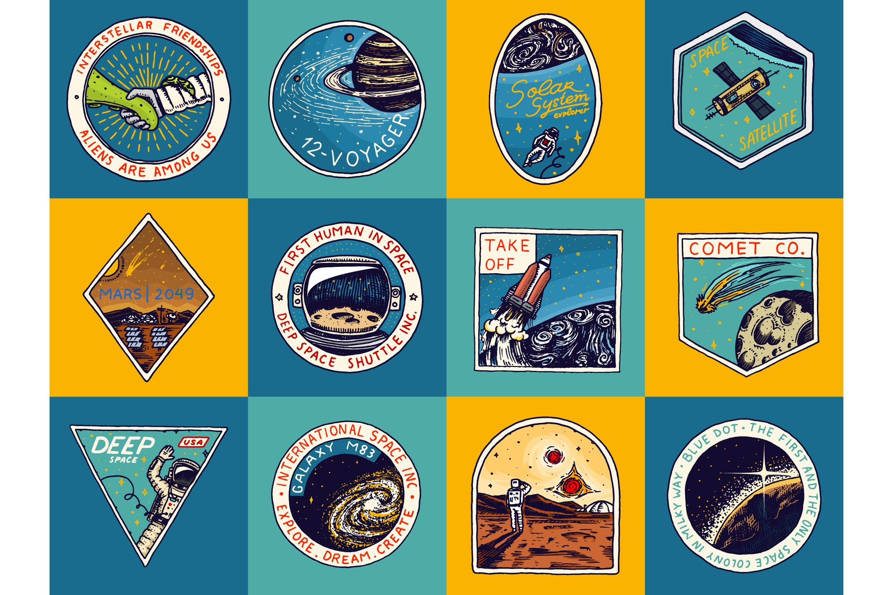 Set of Space logo. Human, a Technology Illustration by Arthur Balitskiy