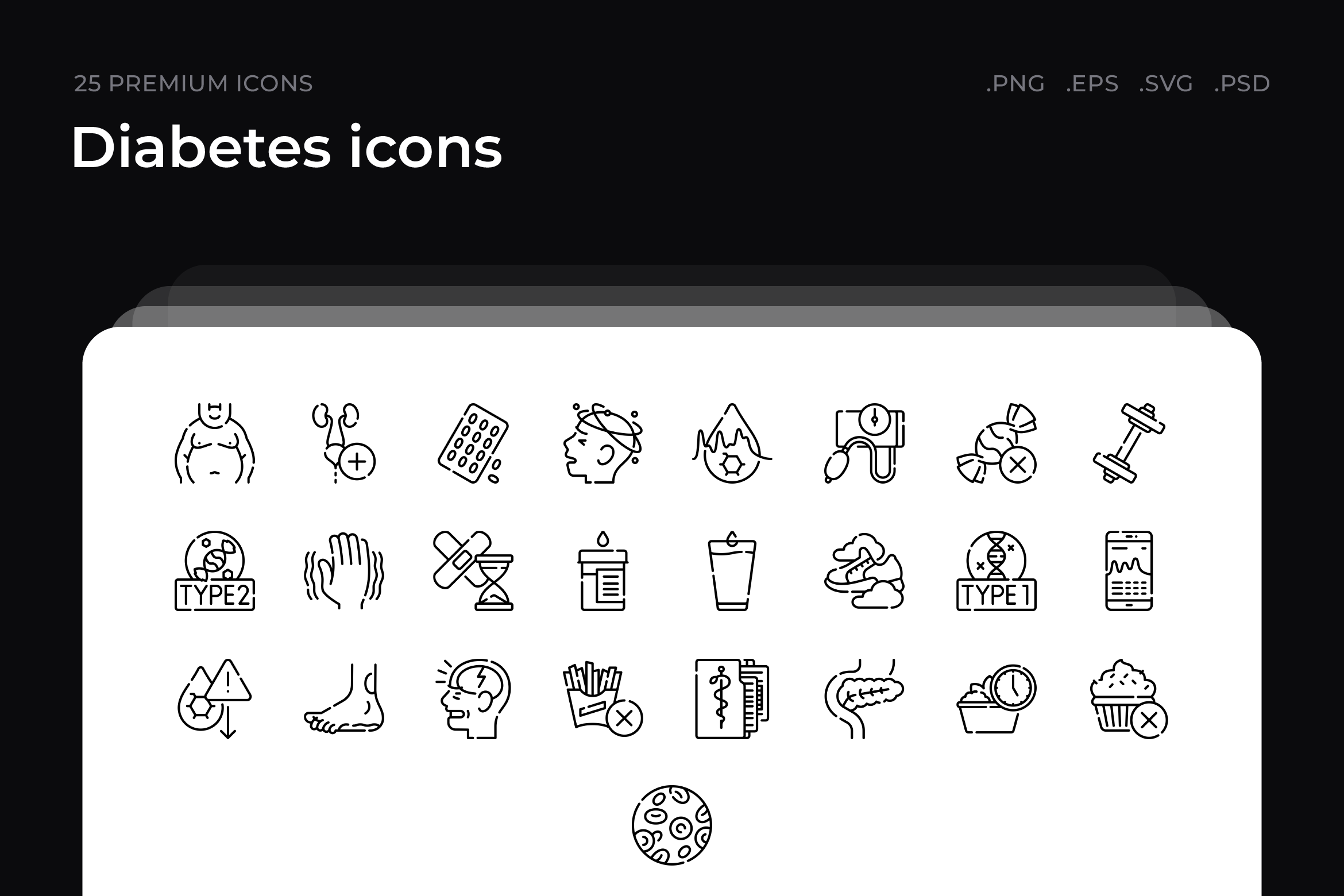 Diabetes icons, an Outline Icon by Wencory | Creative Market