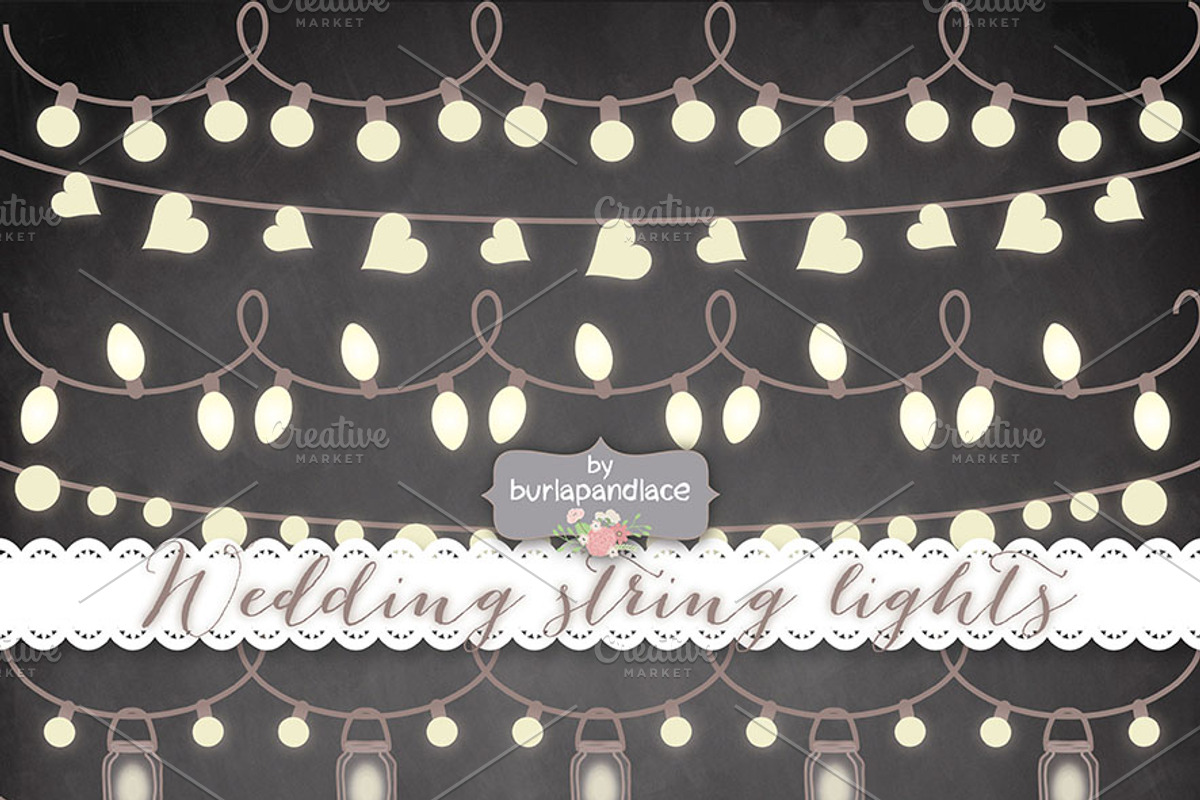 Vector string lights, an Illustration by burlapandlace