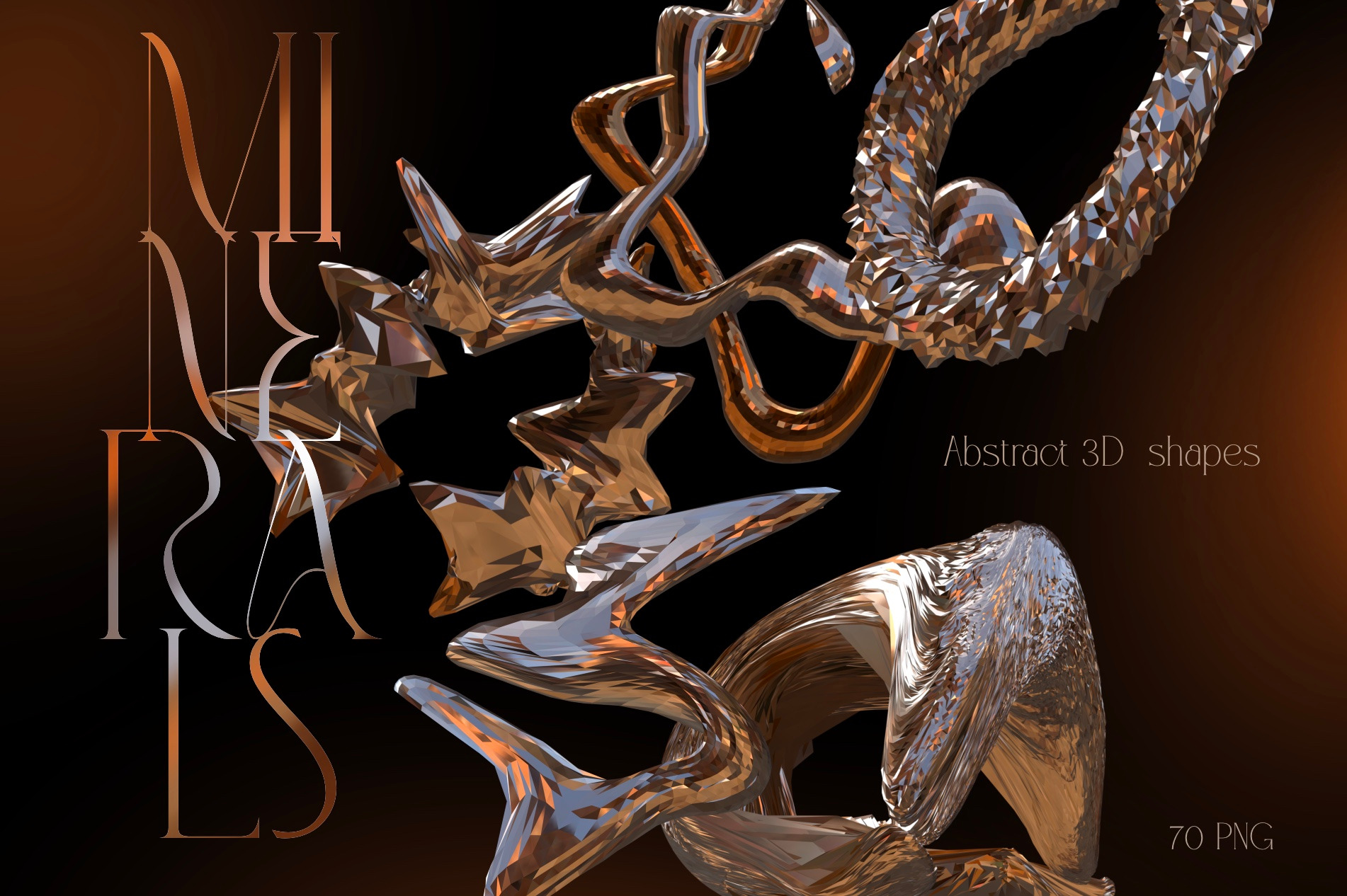 Minerals - abstract 3D shapes | Graphic Objects ~ Creative Market