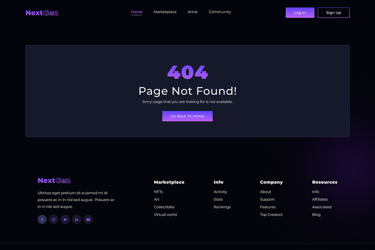 NextGen NFT Marketplace Figma Template