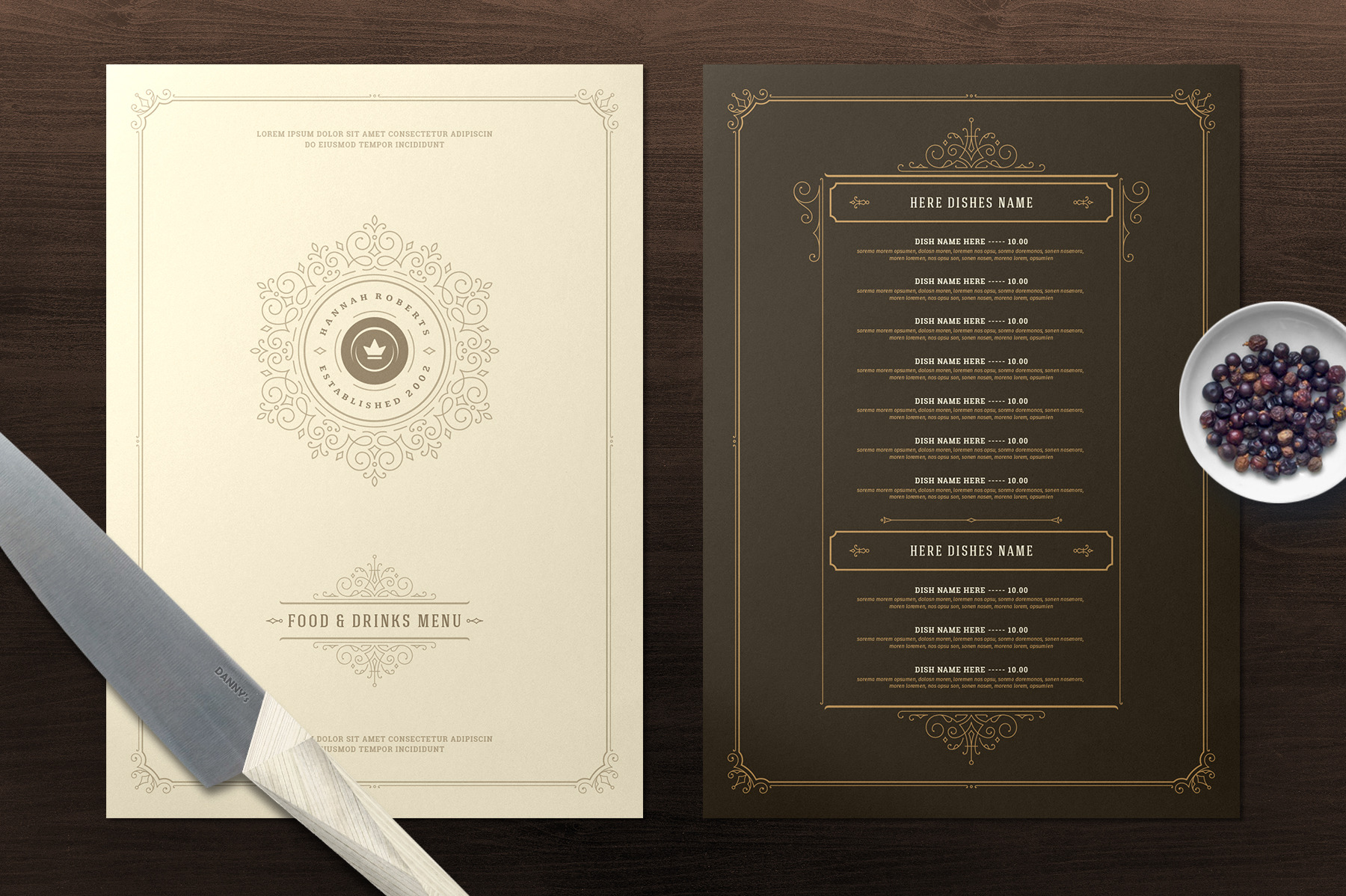 Restaurant Menu Template and Logo, a Flyer Template by Vasya Kobelev