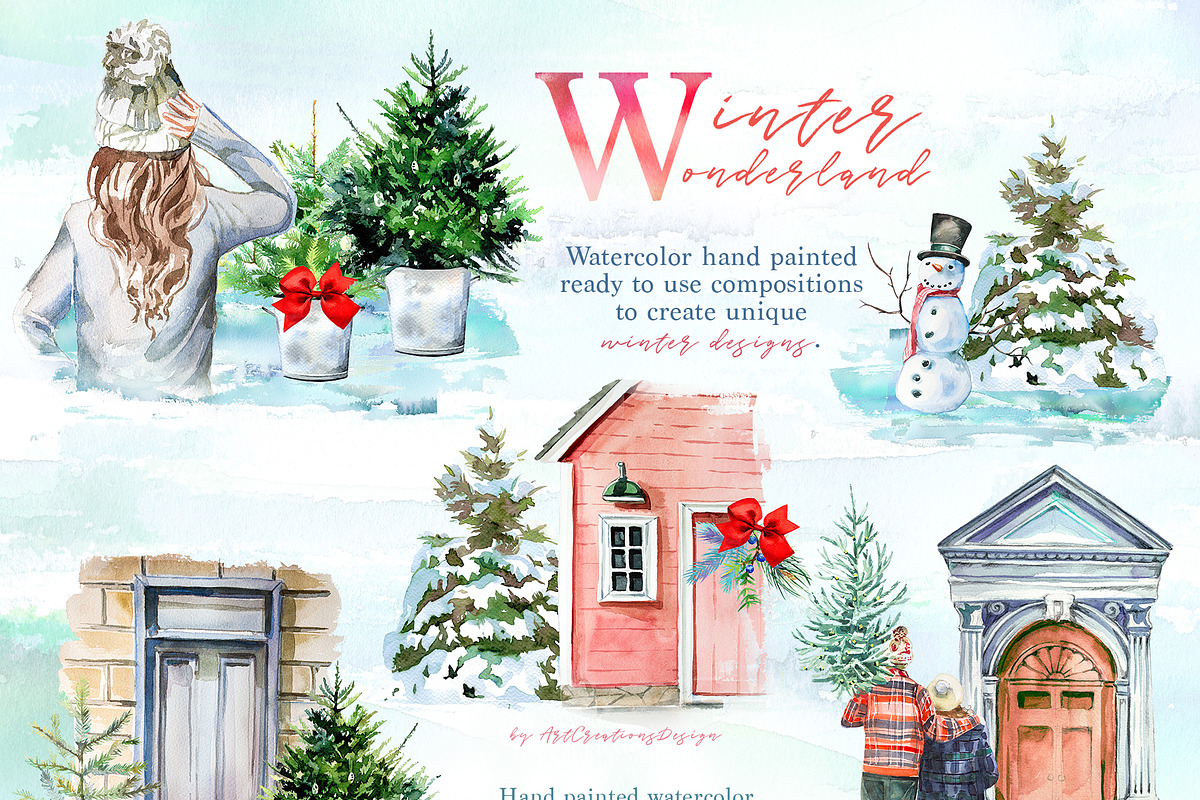 Watercolor Winter Wonderland Clipart, a Food Illustration by ...