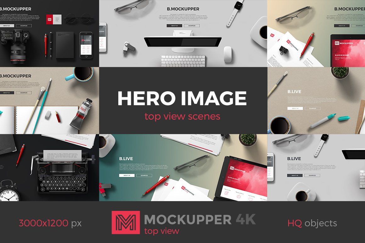 Hero Images scenes top view Mockups, an iPhone Mockup by Sentavio
