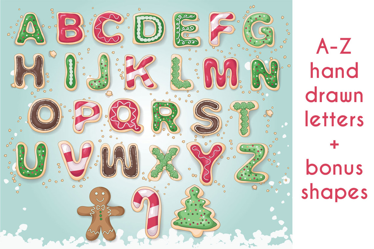 Christmas Cookie Letter Set, an Object Graphic by Transfuchsian