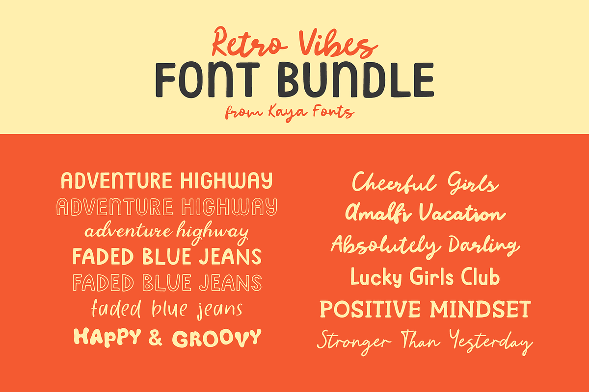 Retro Vibes Font Bundle Handwritten, a Script Font by Kaya Fonts