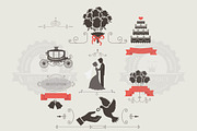 Set of wedding invitation elements, a Decorative Illustration by Yayasya