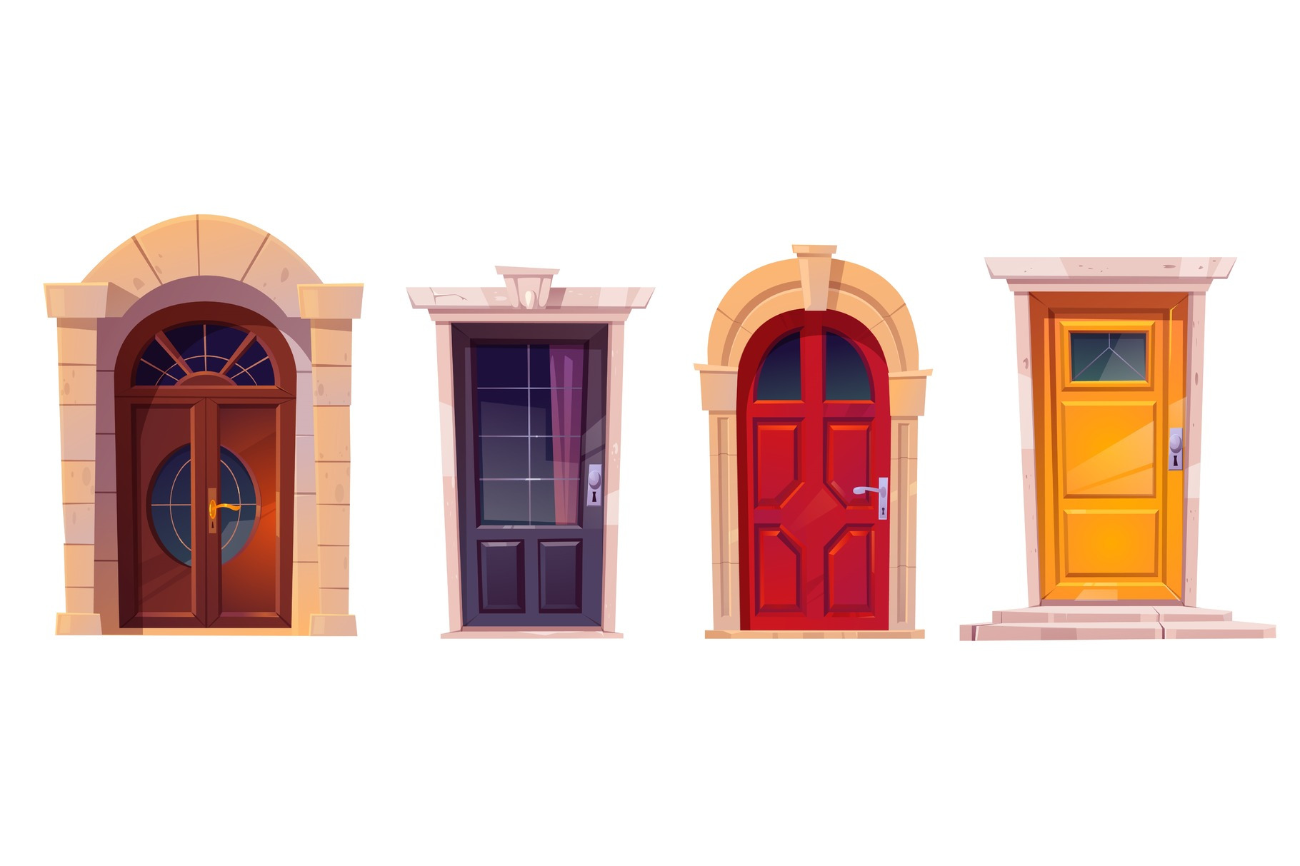 Wooden front doors with stone frame, an Object Illustration by art PVP ...