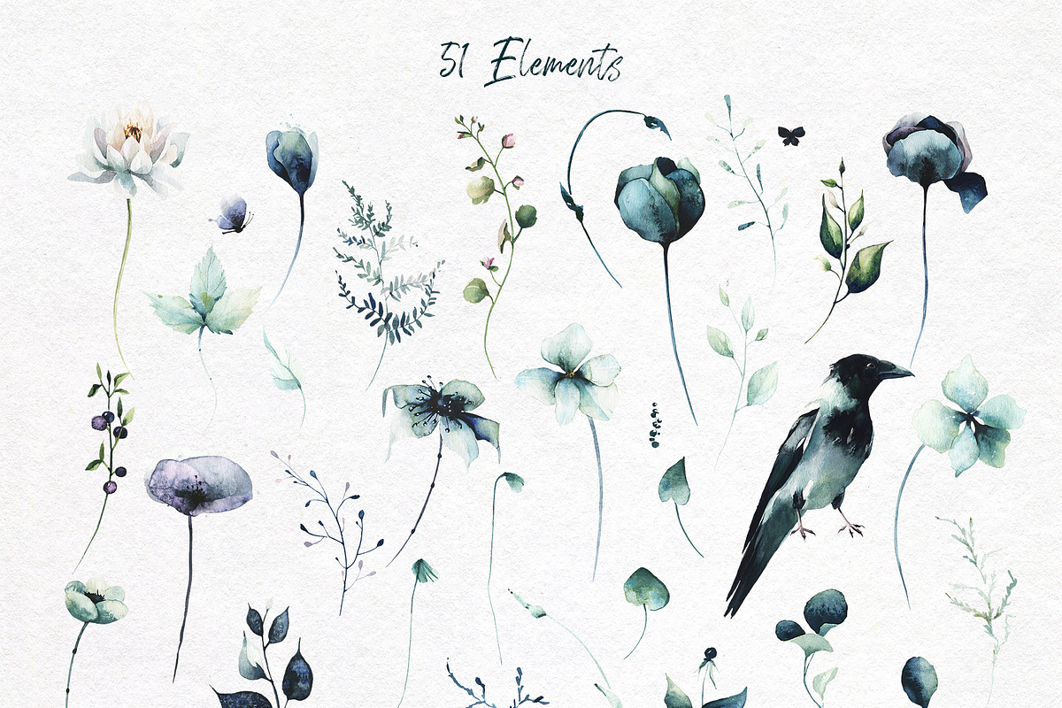 Wild Swamp Flowers. Floral watercolor