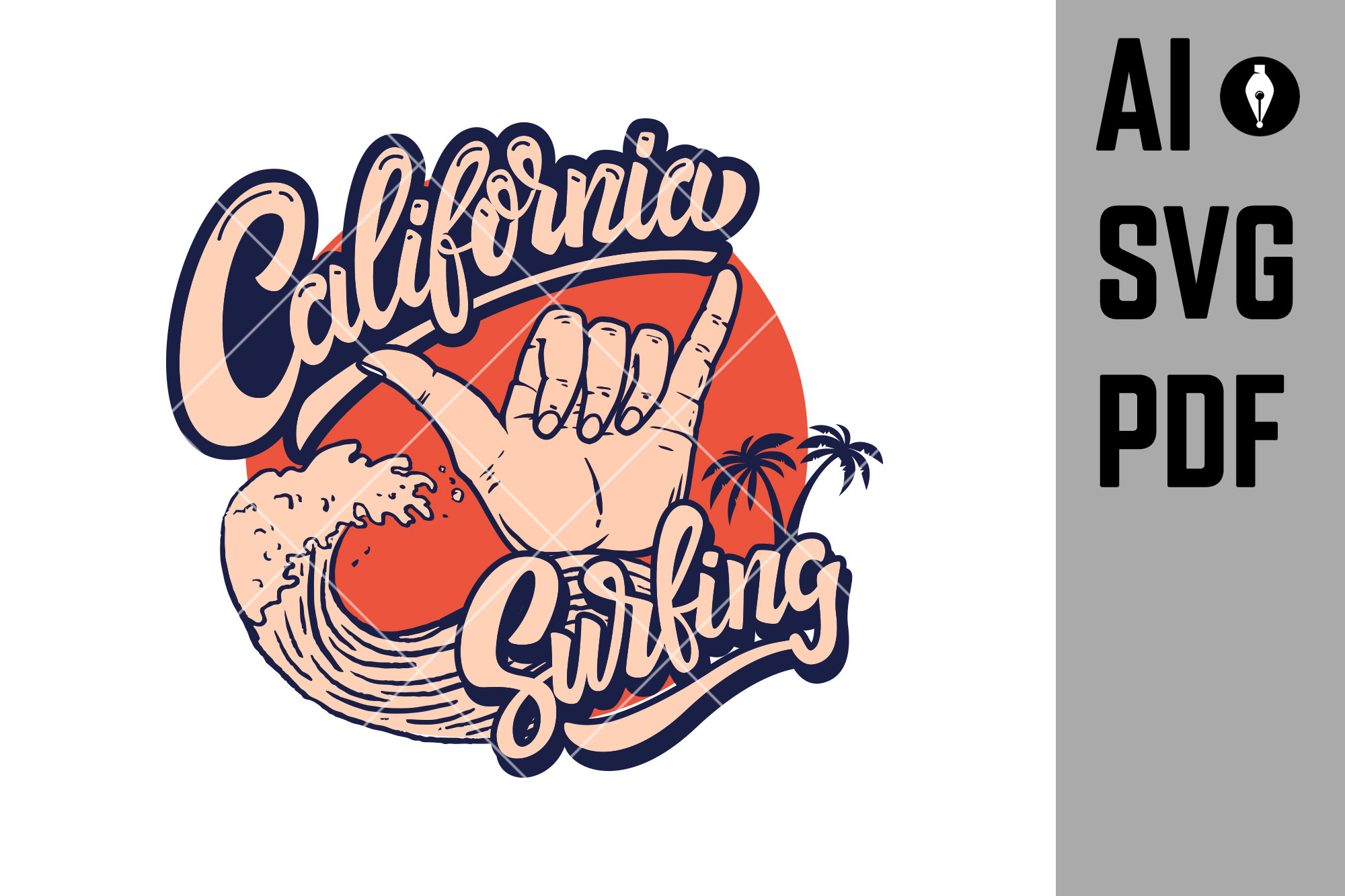 California surfing. Emblem template | Graphic Objects ~ Creative Market