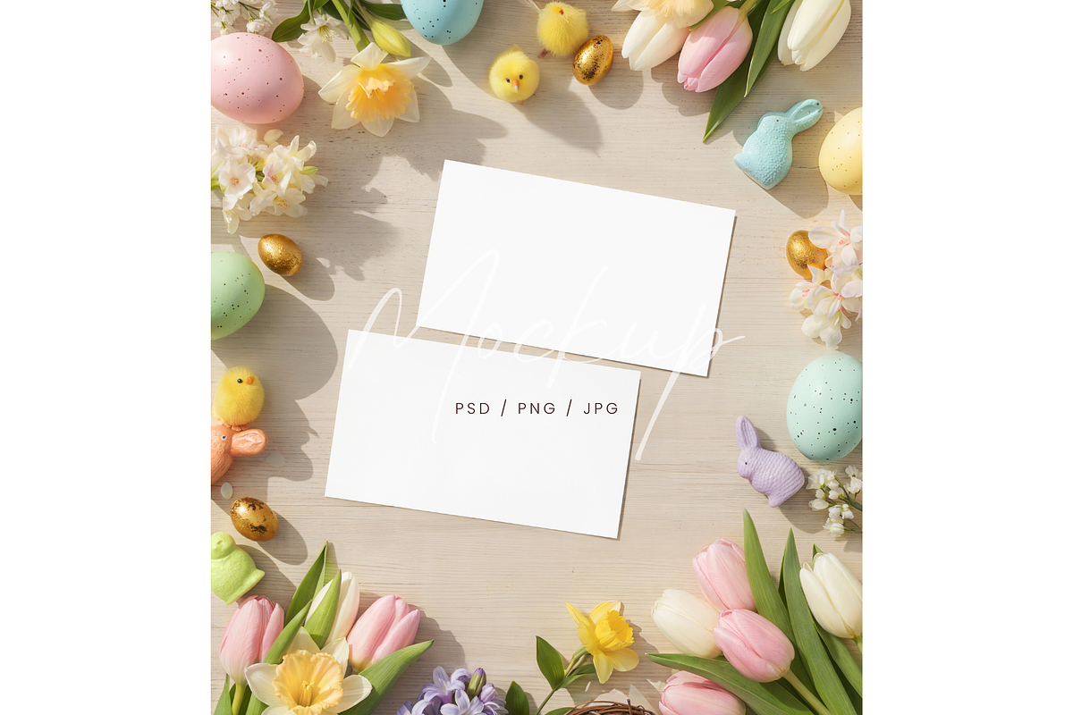 Easter Spring Floral Card Mockup Set, a Product Mockup by TatiMockup