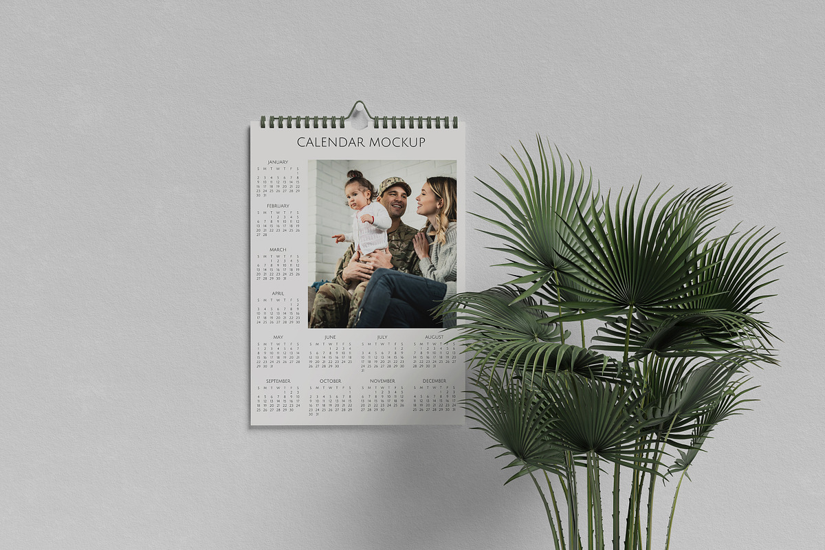 Minimalist Wall Calendar Mockup, a Print Template by Indah