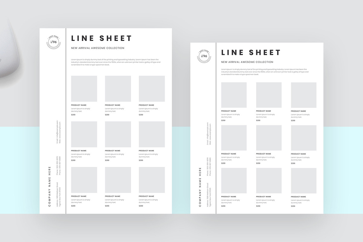 Minimalist Line Sheet Template, a Stationery Template by Amit Debnath