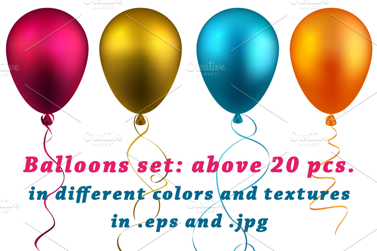 Set of colorful realistic balloons., an Object Graphic by Vjom