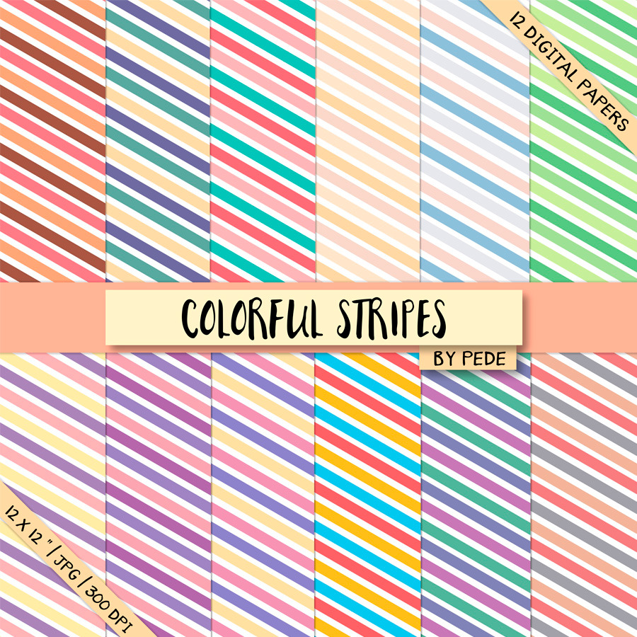 Colorful stripes., a Pattern Graphic by PeDe Designs